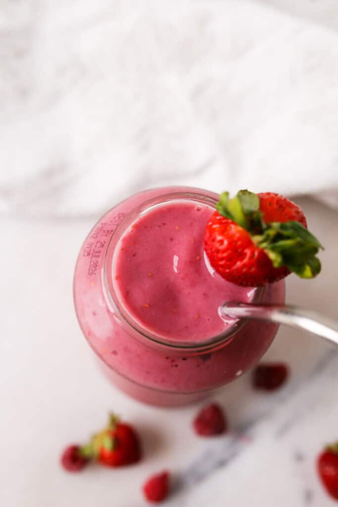 Strawberry Raspberry Smoothie - Two Raspberries